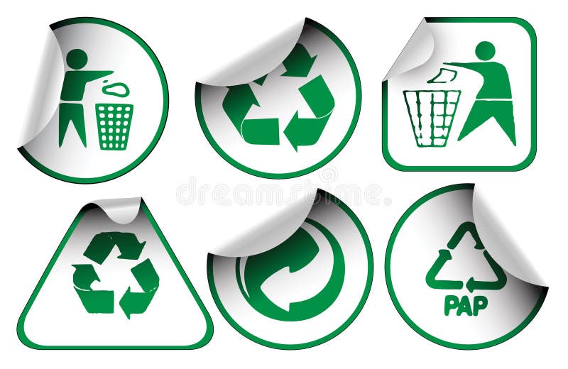 Set of recycle labels stock vector. Illustration of isolated - 5687136