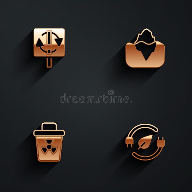 Set Recycle Symbol, Iceberg, Infectious Waste and Electric Saving Plug ...