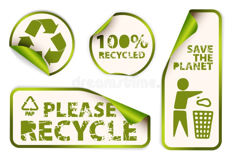 Set of Recycled Labels Badges and Stickers Stock Vector - Illustration ...