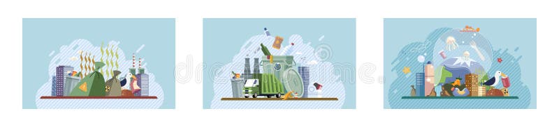 Set of Recycling, Waste Management and Zero Waste Related. Globe Earth ...