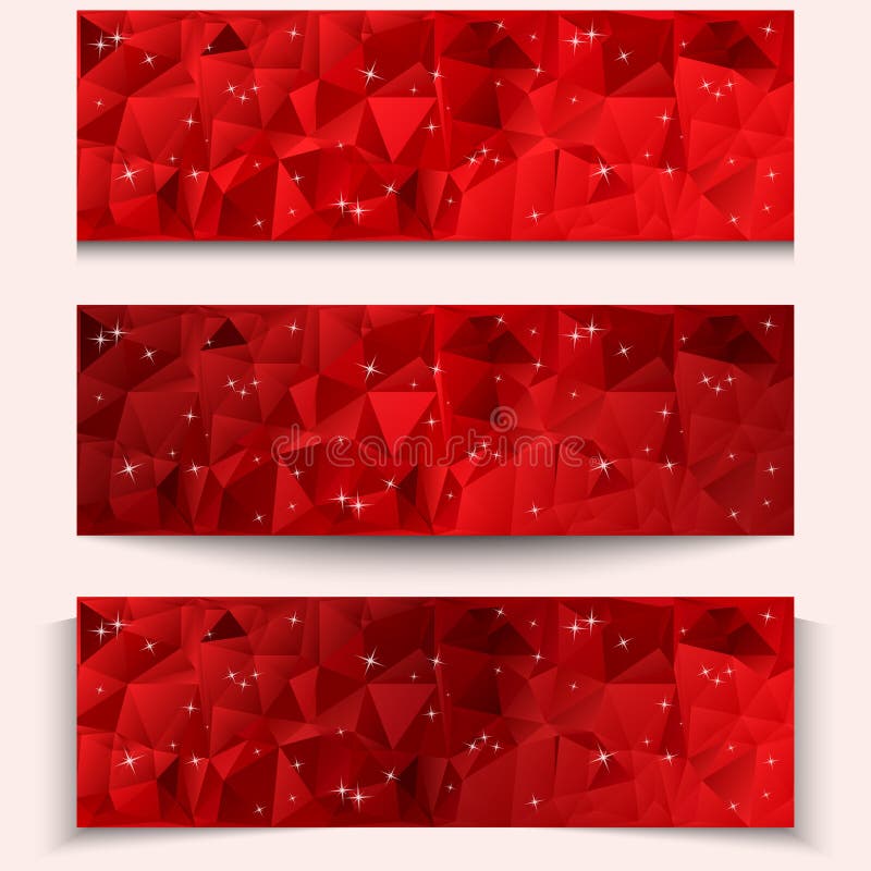 Set of Red Abstract Geometric Polygonal Banners Stock Vector ...