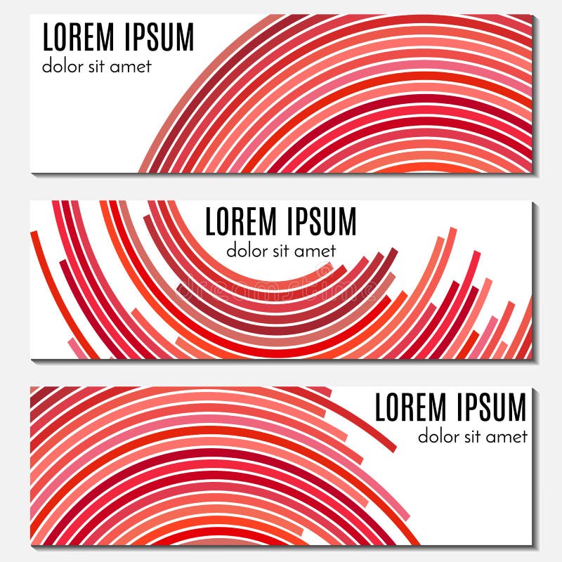 Set of Red Abstract Header Banners with Curved Lines and Place for Text ...