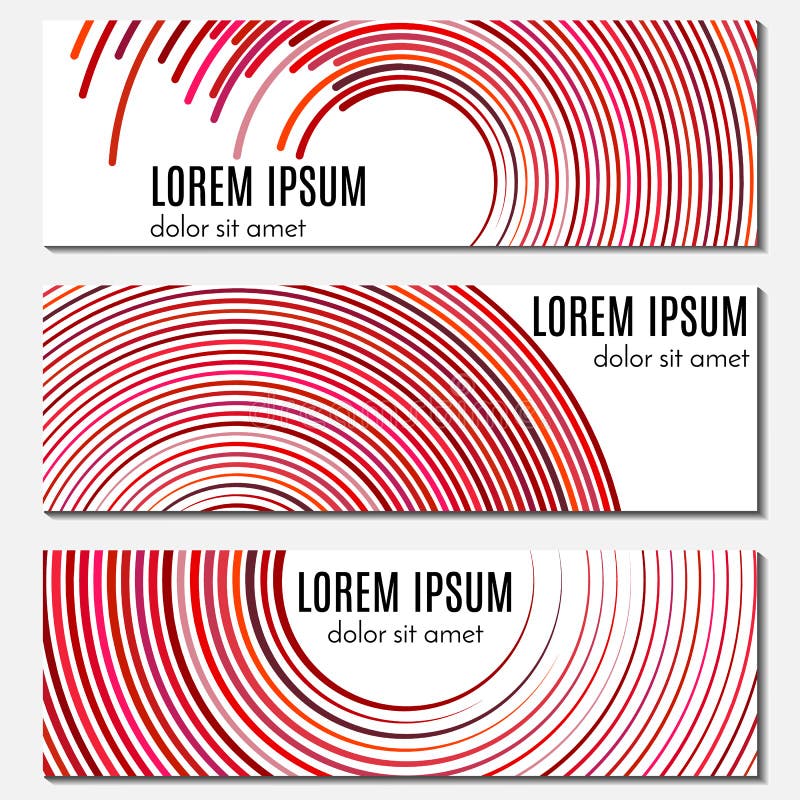 Set of Red Abstract Header Banners with Curved Lines and Place for Text ...