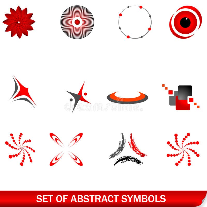 Set of Red Abstract Symbols Stock Vector - Illustration of creative ...