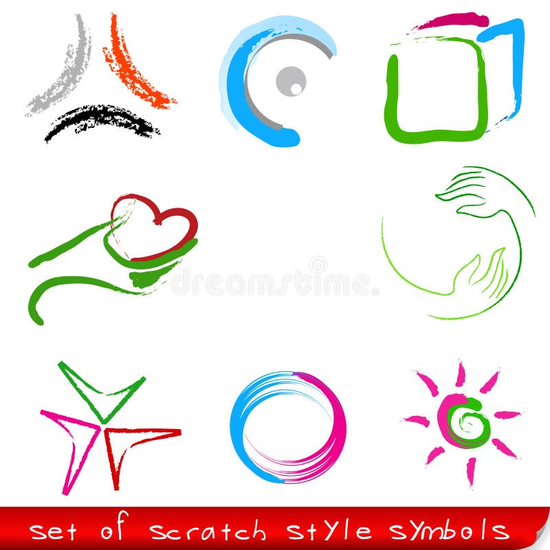 Set of Red Abstract Symbols Stock Vector - Illustration of elegant ...