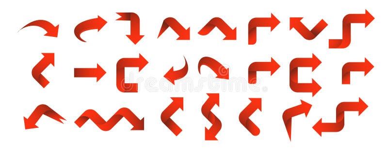 Set Red Arrow 3D Icons Pointing Up Down Left Right. Vector Stock Vector ...