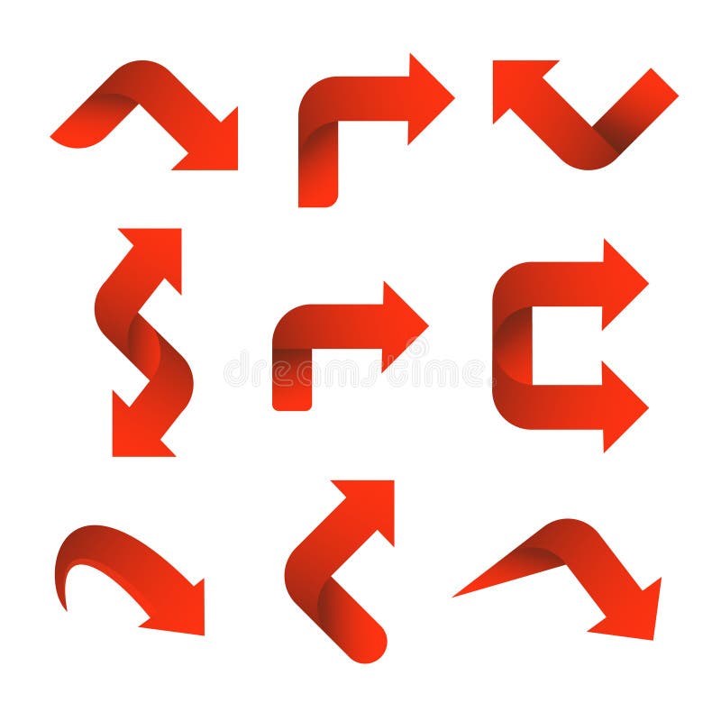 Set Red Arrow 3D Icons Pointing Up Down Left Right. Vector Stock Vector ...