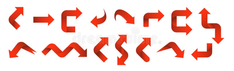 Set Red Arrow 3D Icons Pointing Up Down Left Right. Vector Stock Vector ...