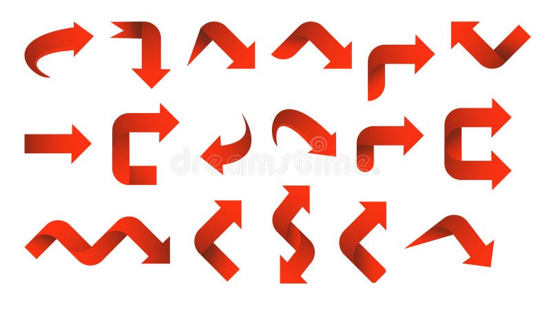 Set Red Arrow 3D Icons Pointing Up Down Left Right. Vector Stock Vector ...
