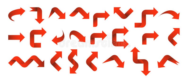 Set Red Arrow 3D Icons Pointing Up Down Left Right. Vector Stock Vector ...