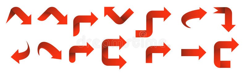 Set Red Arrow 3D Icons Pointing Up Down Left Right. Vector Stock ...