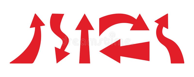 Set Red Arrows. Bold, Minimalist Arrows Indicating Direction and ...