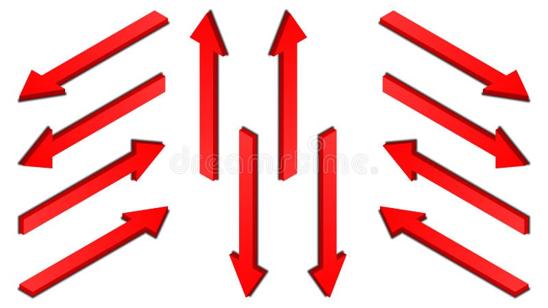 Set of Red Arrows with Shadow in Isometric View. Stock Vector ...