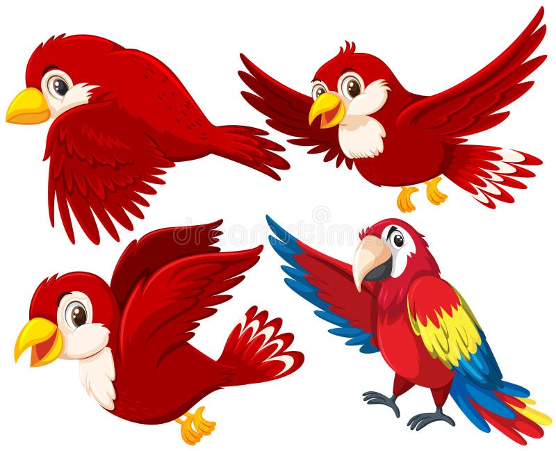 Set of red bird stock vector. Illustration of funny - 138886011
