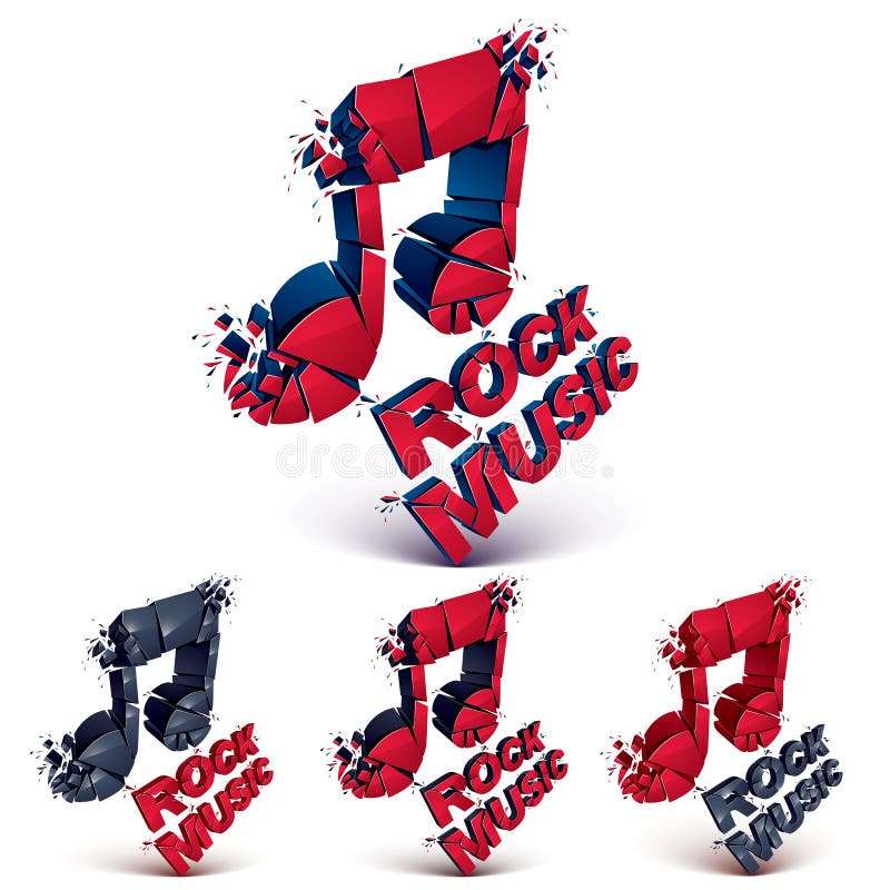 Set of Red and Black 3d Vector Musical Notes Created Stock Vector ...