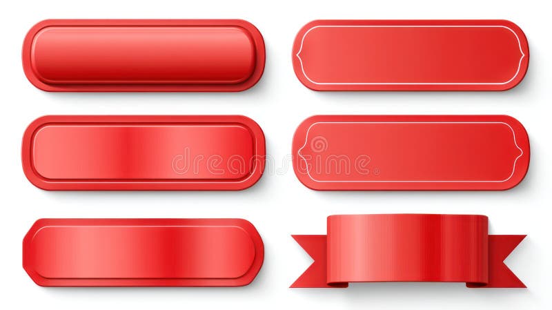 Set of Red Blank Labels and Ribbon Banner for Design Stock Illustration ...