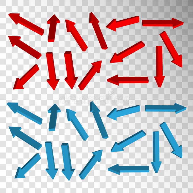 Set of Red and Blue Arrows on Transparent Backround. Stock Vector ...