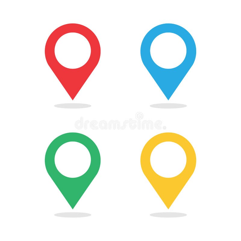Set of Red Blue Green and Blue Map Pin Icon. Location Symbol Isolated ...