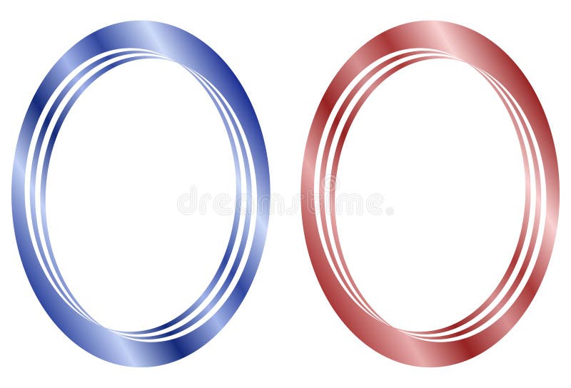 Set of Red and Blue Metal Frames Isolated on White Stock Vector ...