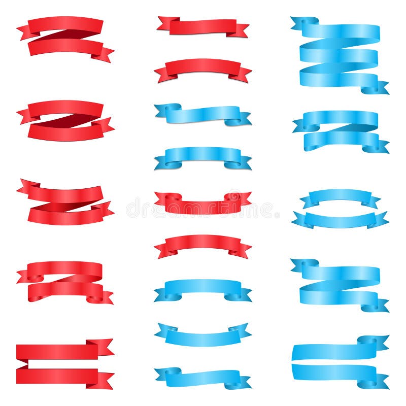 Set of Red and Blue Ribbons Stock Vector - Illustration of banner ...