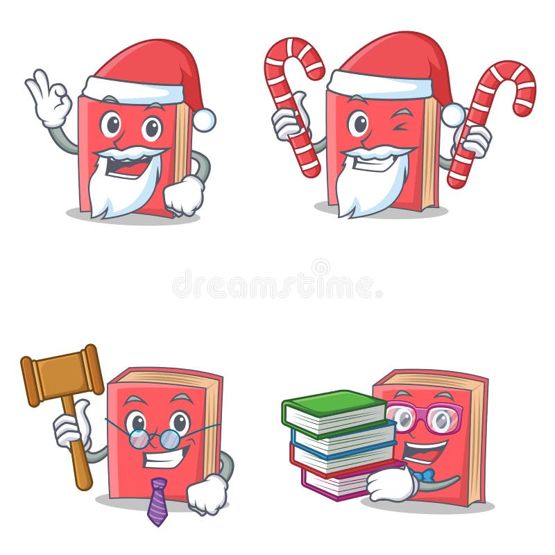 Set of Red Book Character with Santa Candy Judge Student Stock Vector ...
