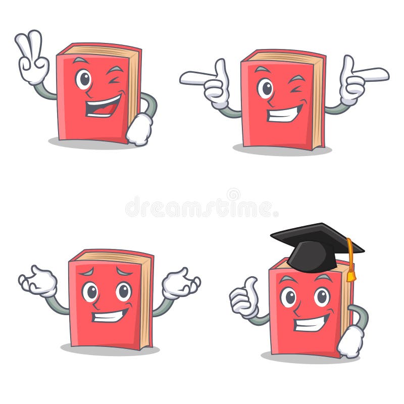 Set of Red Book Character with Cupid Detective Nurse Geek Stock Vector ...