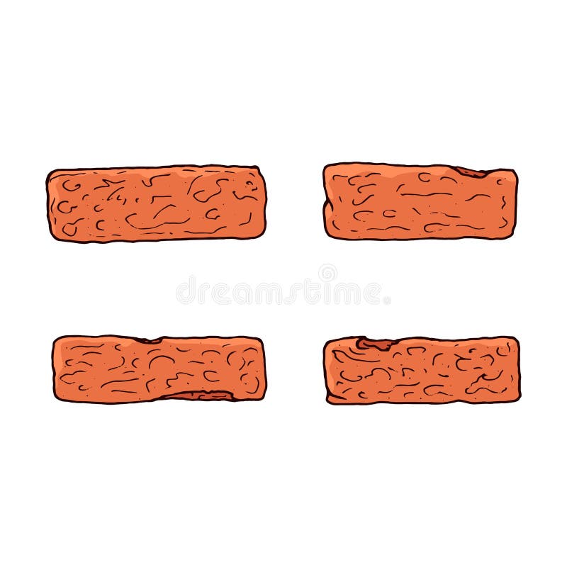 Brick Icon Drawing. Vector Illustration of Red Brick Building. Hand ...