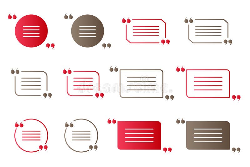 Set of Red and Brown Gradient Quotation Marks, Isolated Citation Vector ...