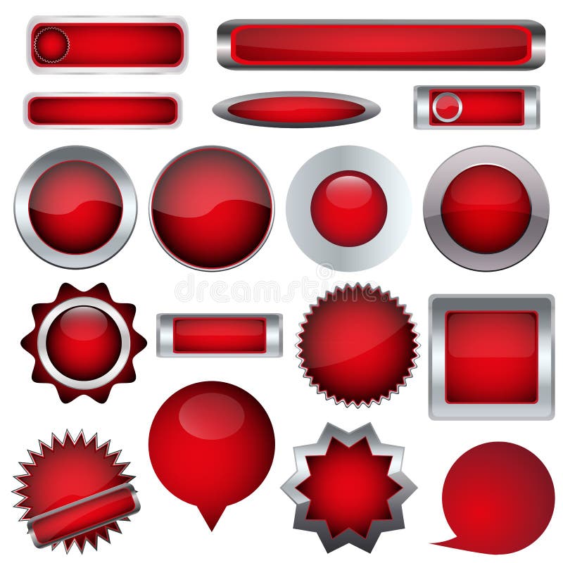 Red High-detailed Modern Buttons. Stock Vector - Illustration of badge ...