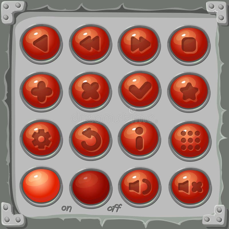 Interface Icons For Game Design With Resources And Monster Stock Vector ...