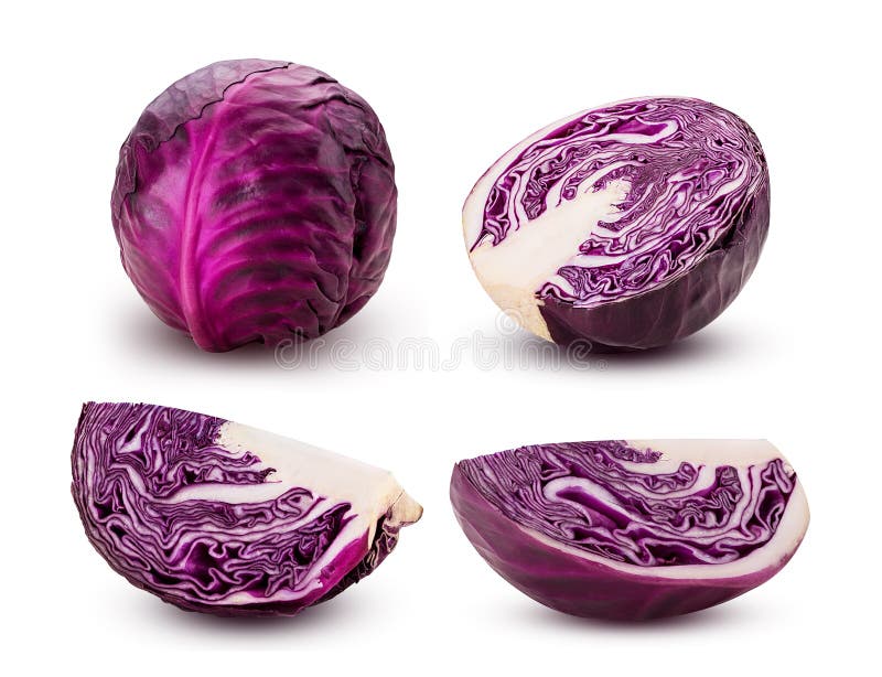 Red Cabbage One Cut in Half and Slice Stock Photo - Image of food ...