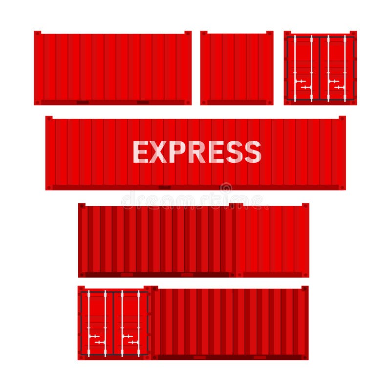 Set Red Cargo Containers. Freight Shipping, Delivery and Transportation ...