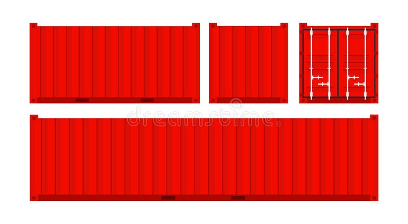 Set Red Cargo Containers. Freight Shipping, Delivery and Transportation ...