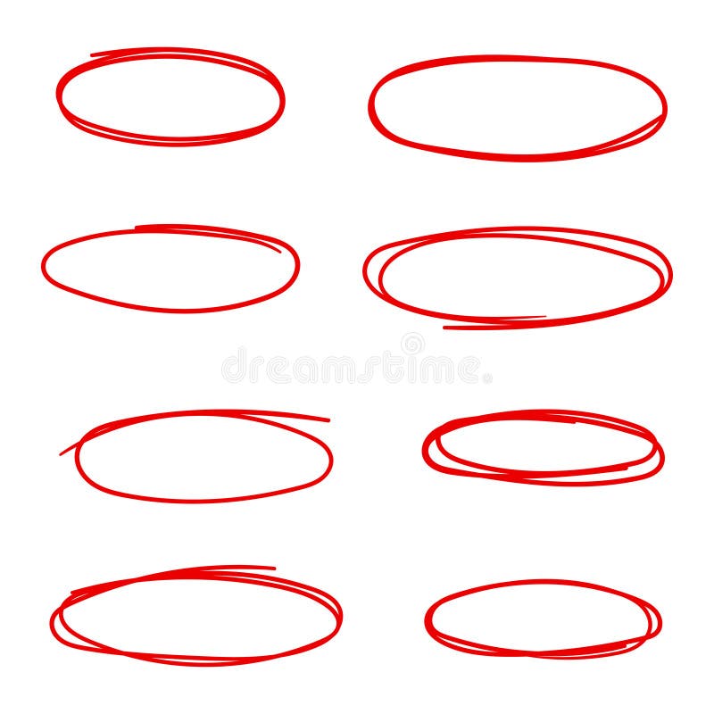 Set of Red Circle Line Sketch Stock Vector - Illustration of graphic ...