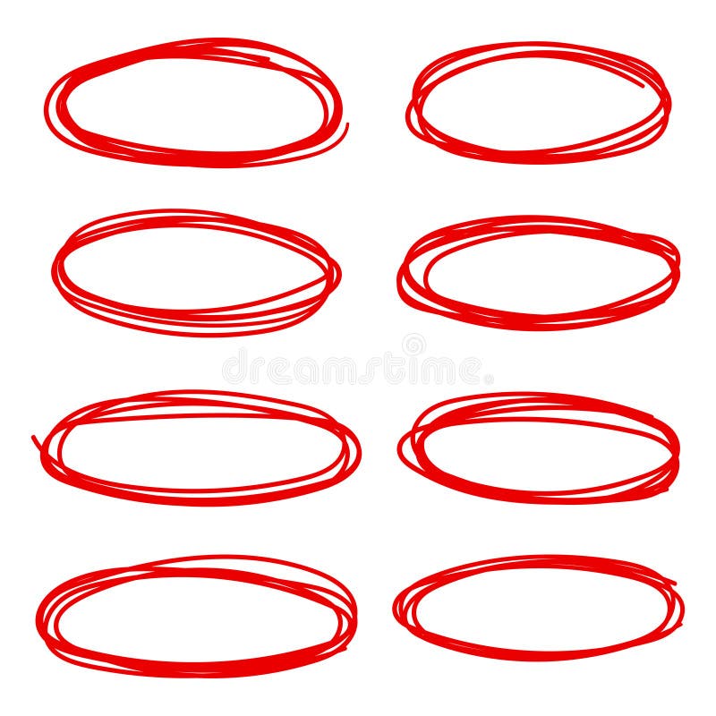 Set of Red Circle Line Sketch Stock Vector - Illustration of graphic ...