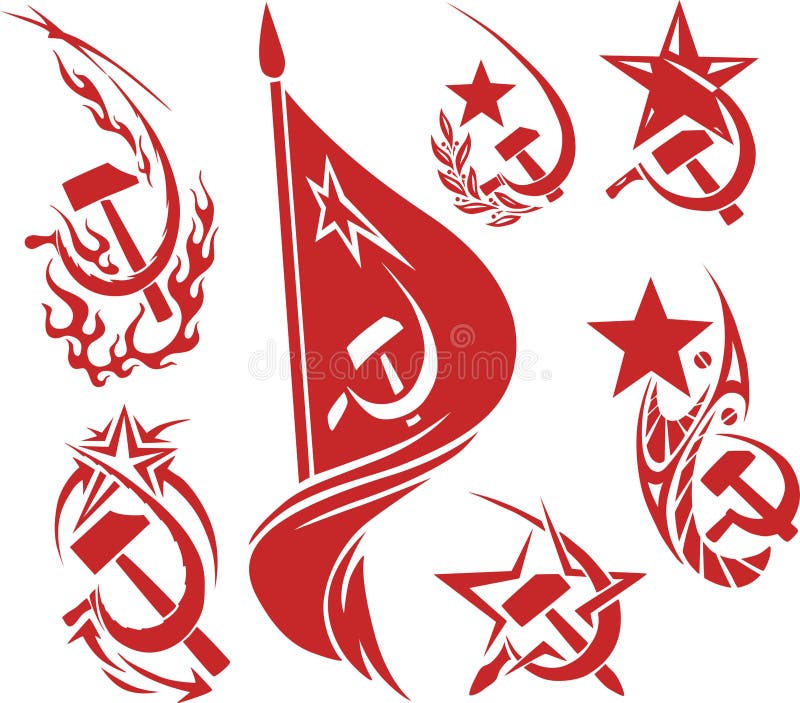Set of Red Color Soviet Symbols Stock Vector - Illustration of ...