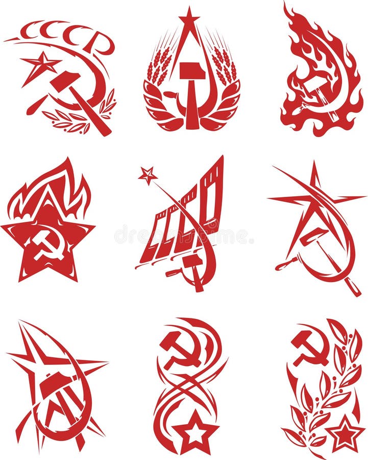 Set of Red Color Soviet Symbols Stock Vector - Illustration of ...