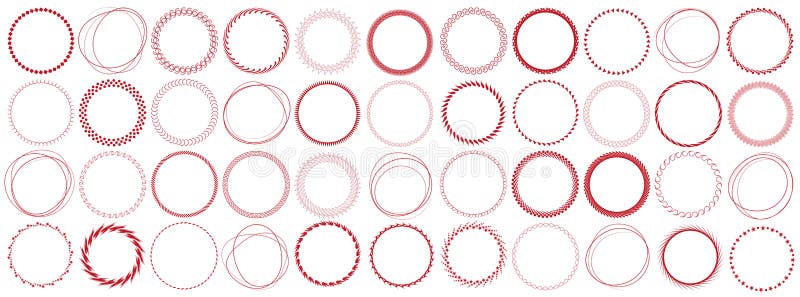 Set of Red Colored Round Frames - Vector Design Elements Stock Vector ...