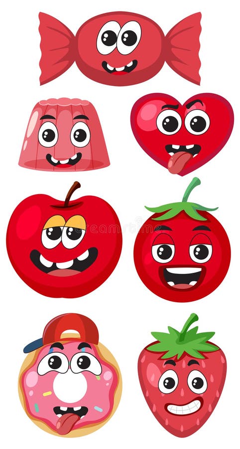 Set of red colour food stock vector. Illustration of simple - 271276584