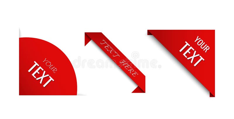 Set of Red Corner Label Banner Template. Ribbon Tag Design Stock Vector ...