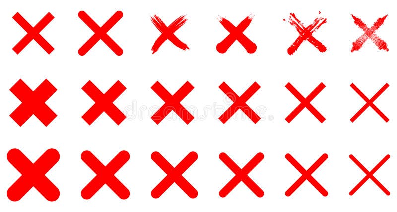 Set of Red Cross X Vector Icons Stock Vector - Illustration of spray ...