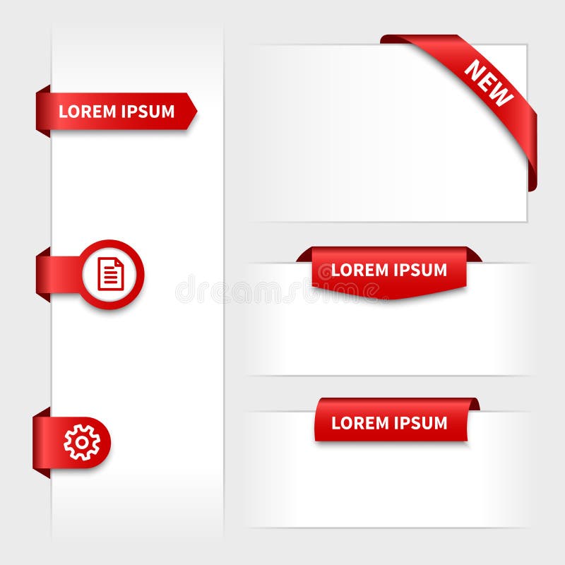 Set of Red 3d Stickers Tabs Stock Vector - Illustration of effect ...