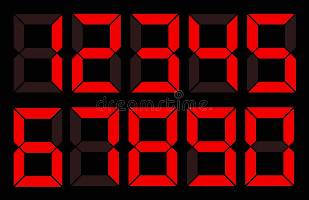Set of red digital number stock vector. Illustration of numeral - 26022360