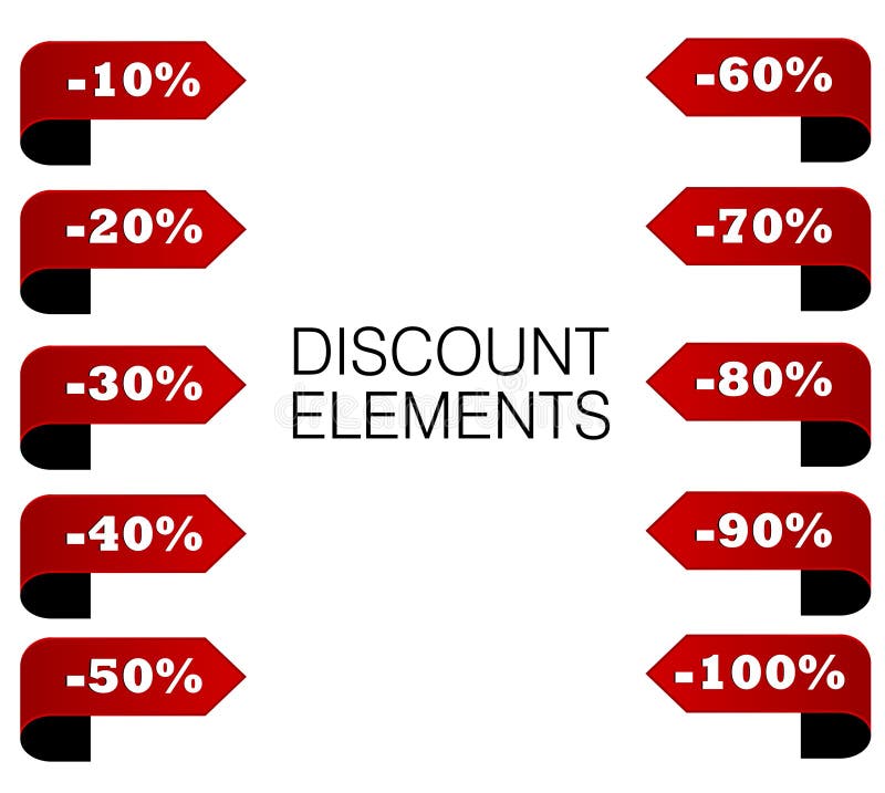 Set Red Discount Percent Elements Stock Vector - Illustration of ...