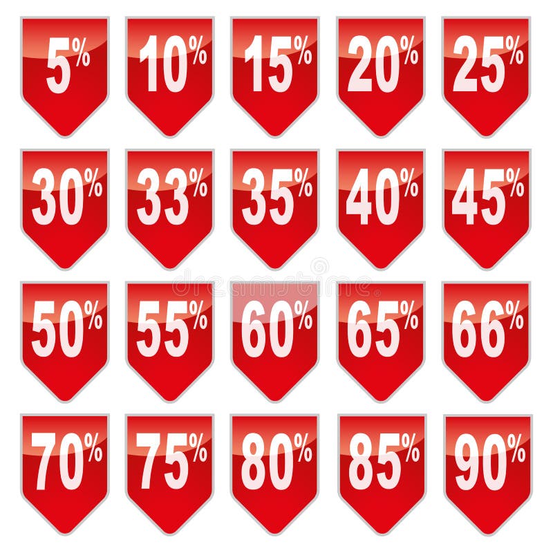 Set Red Discount Percent - Vector Stock Illustration - Illustration of ...