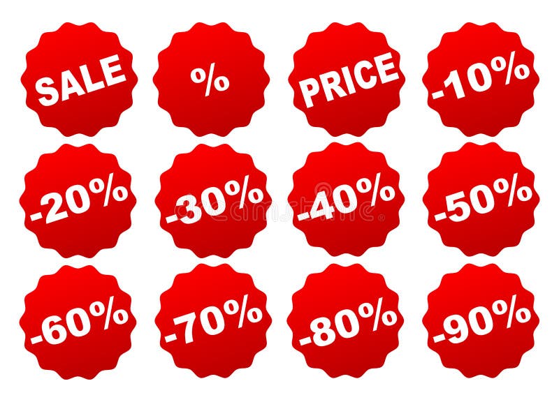 Set Red Discount Percent - Vector Stock Illustration - Illustration of ...