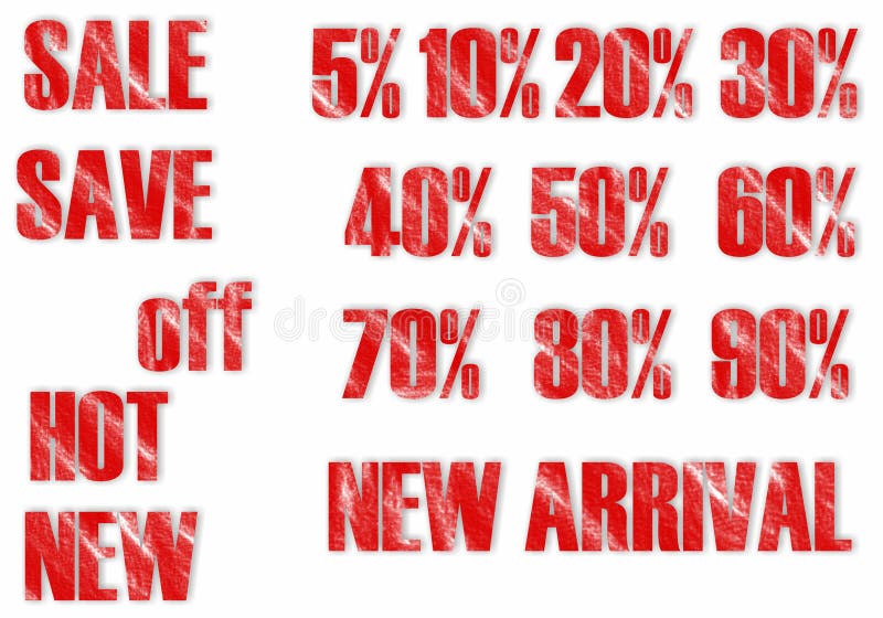 Set of Red Discount Tickets Stock Illustration - Illustration of bill ...