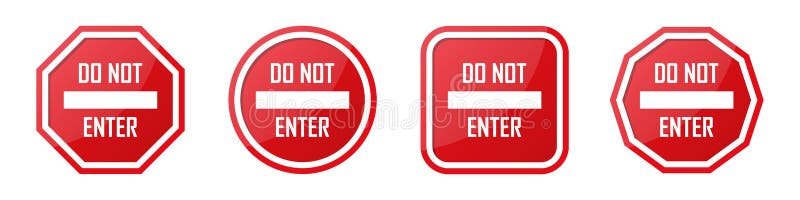 Set of Red Do Not Enter Sign in Different Shapes Stock Vector ...