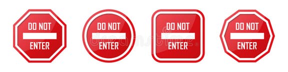 Set of Red Do Not Enter Sign in Different Shapes Stock Vector ...