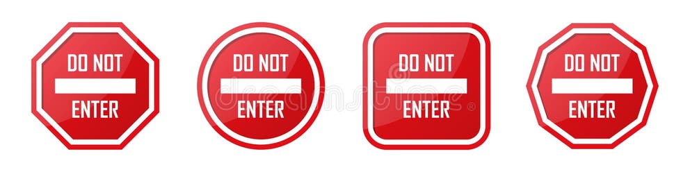 Set of Red Do Not Enter Sign in Different Shapes Stock Vector ...